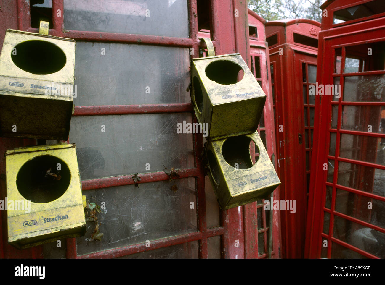 Communication redundant K6 Phone Boxes in scrapyard Stock Photo - Alamy