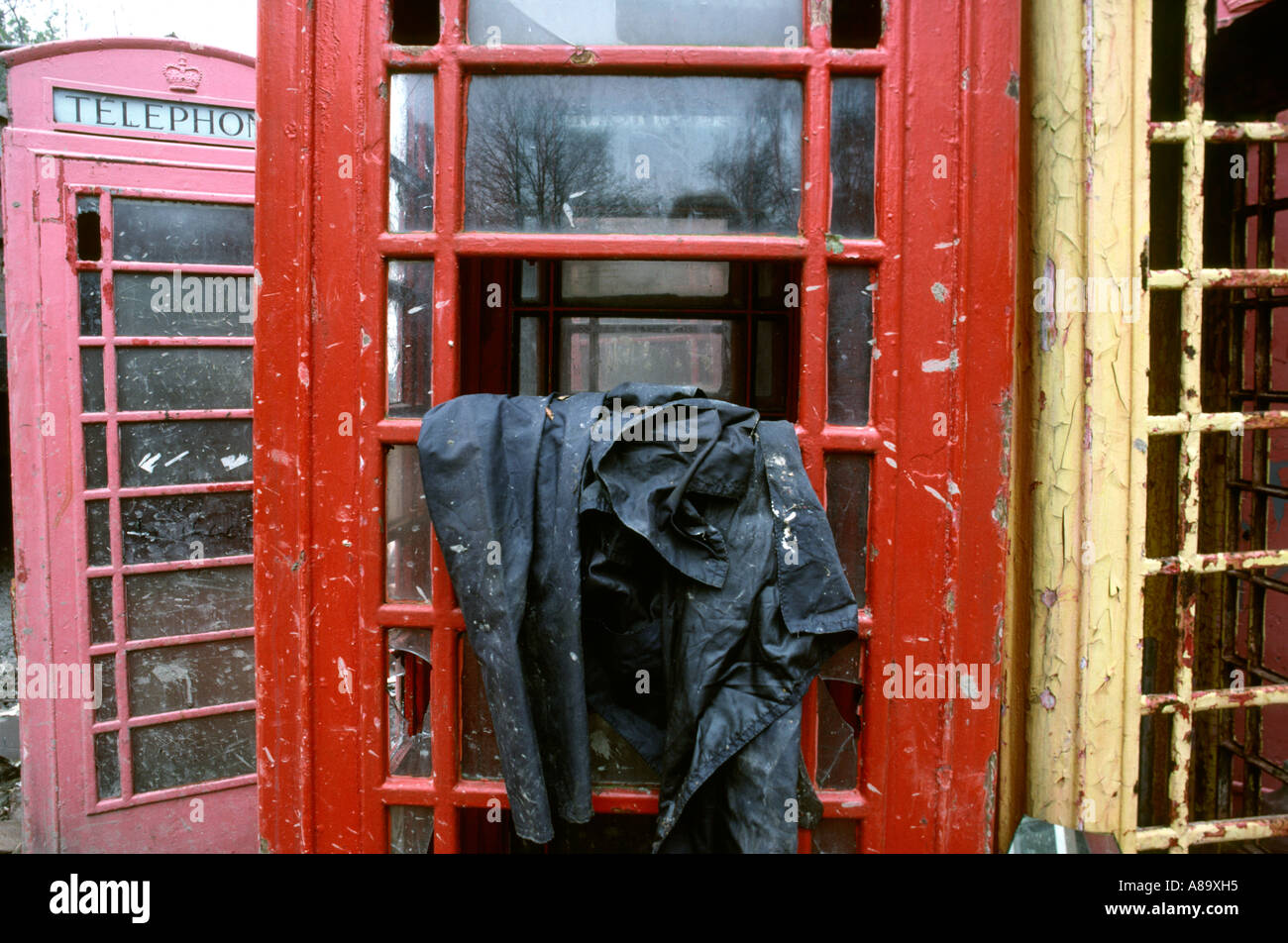 Communication redundant K6 Phone Boxes in scrapyard Stock Photo - Alamy