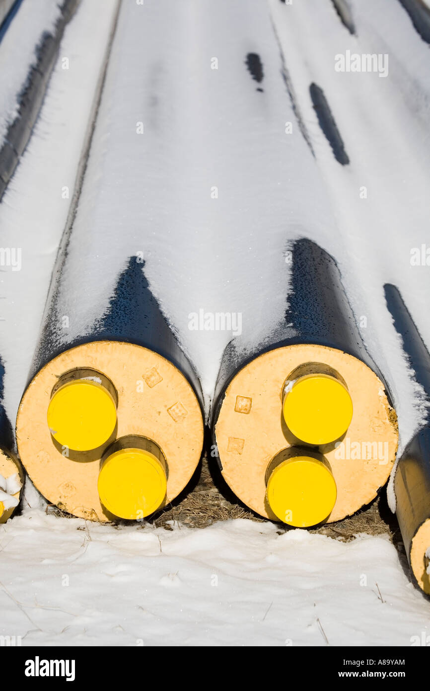 Insulated pipes for heated water between heat plant and households ...