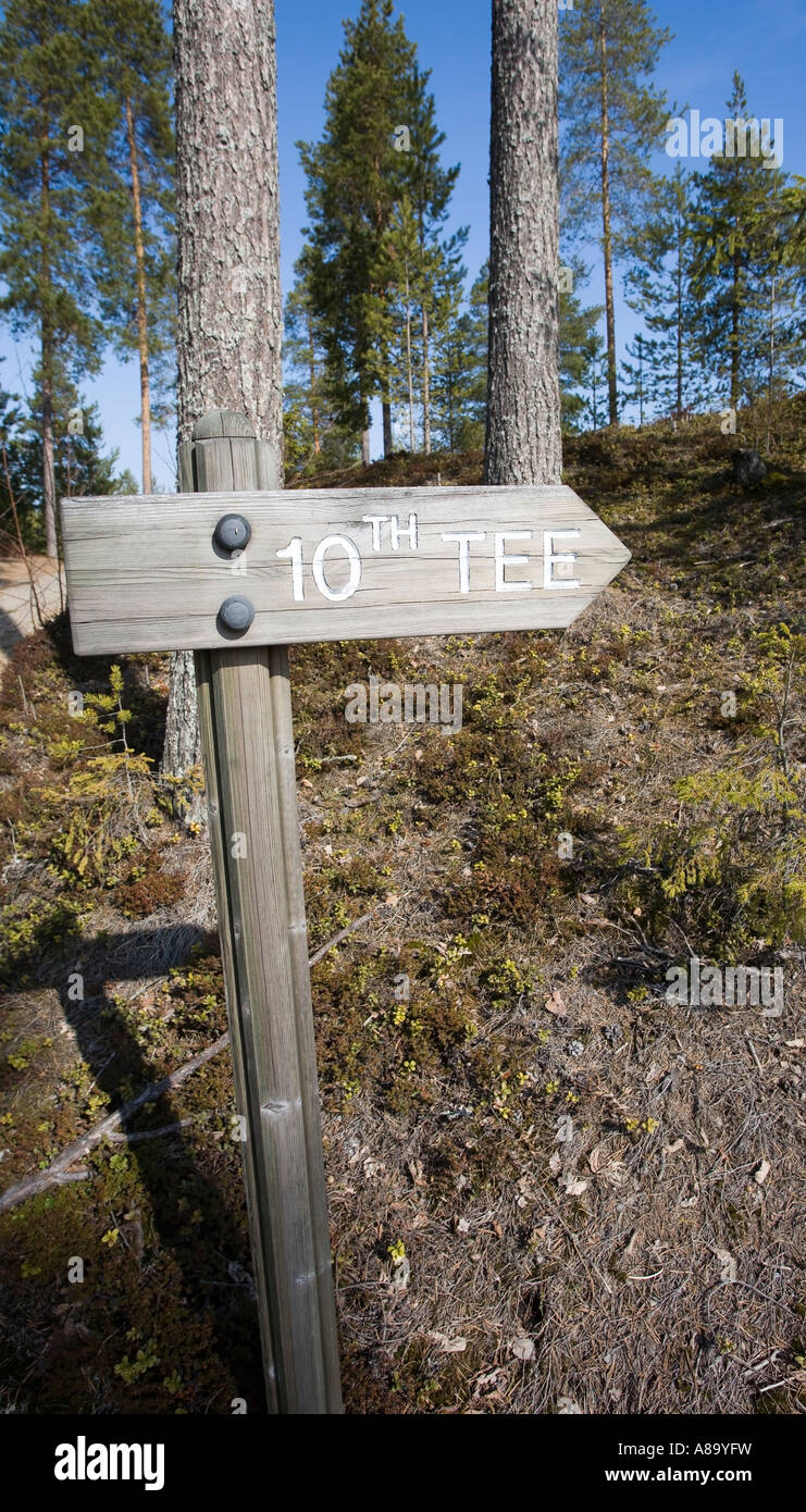 10th tee sign at golf course, Sotkamo Finland Stock Photo - Alamy