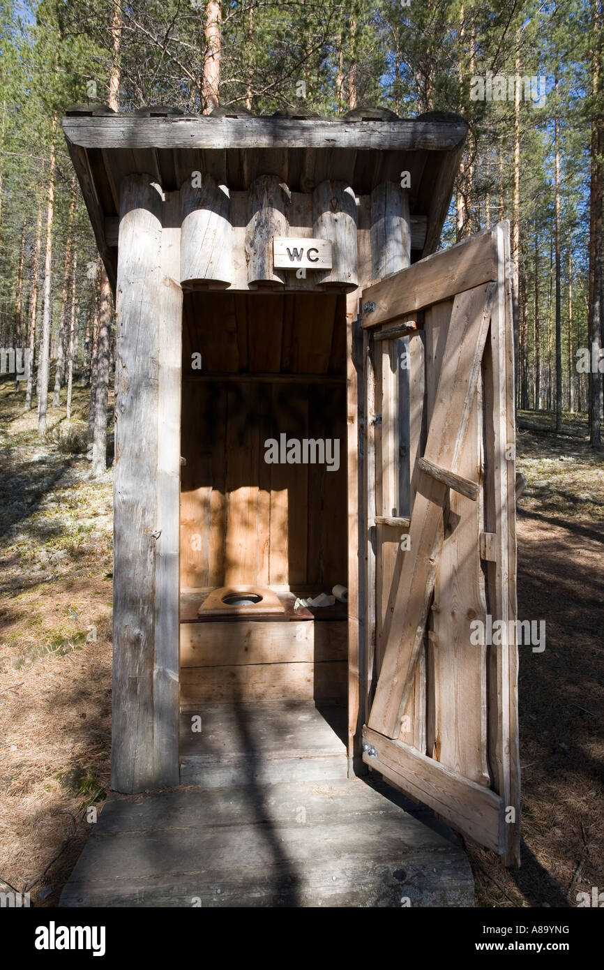 wooden outhouse in forest, Finland Europe Stock Photo - Alamy
