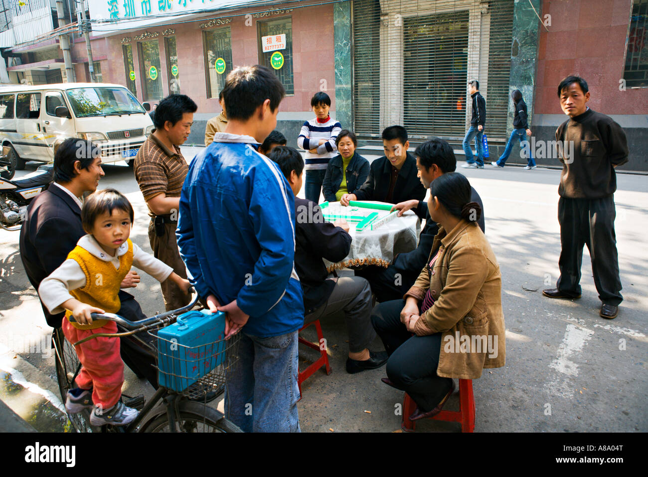CHINA XI AN Chinese men playing mahjong a traditional Chinese game of ...