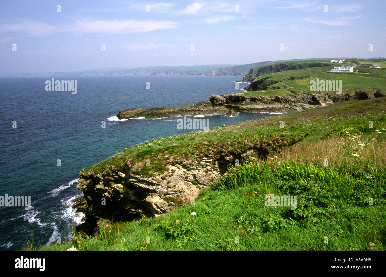 UK England Cornwall North Cornwall coast at Port Izaac Bay Stock Photo ...