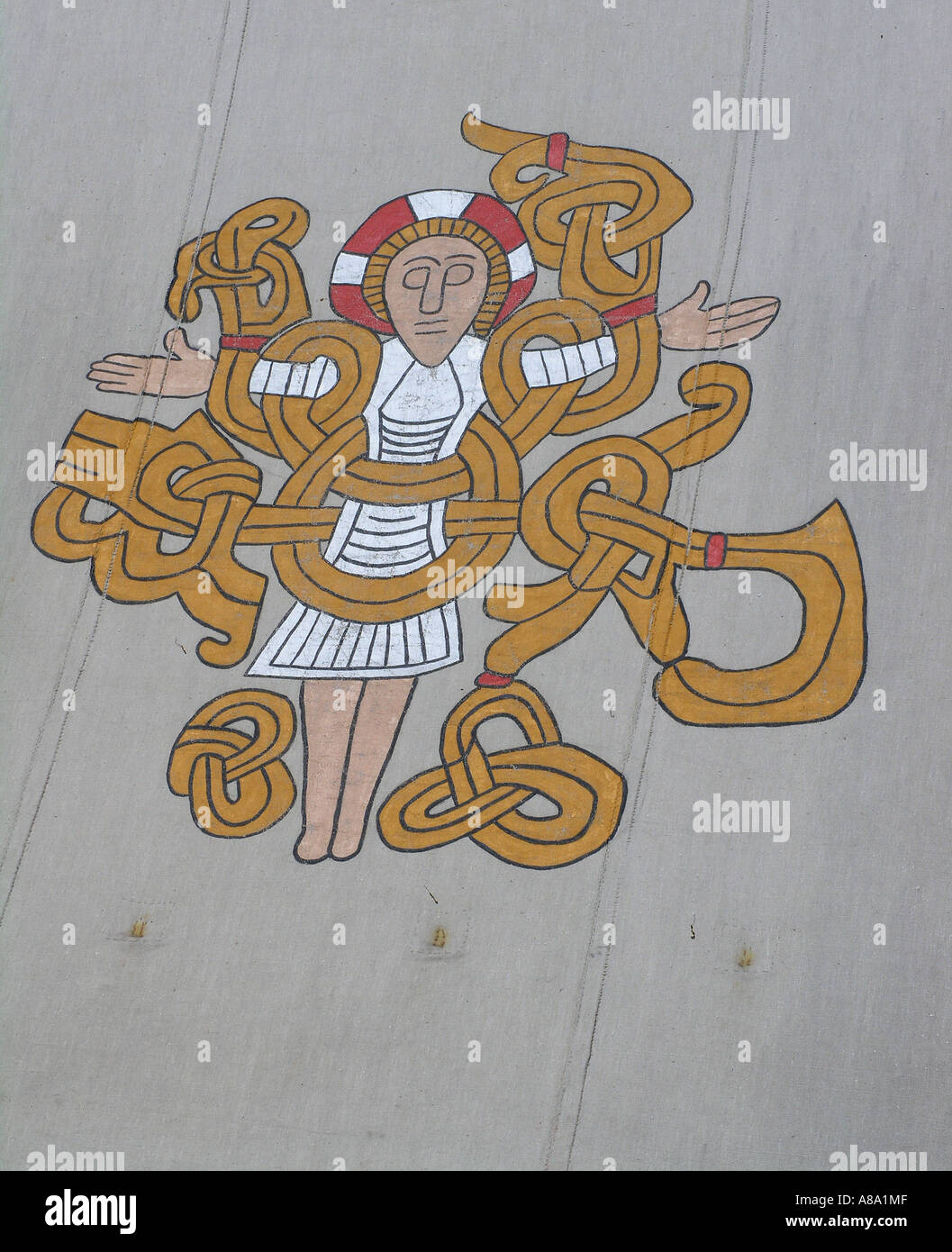 Viking drawing of Jesus Christ with scandinavian snake pattern Stock ...