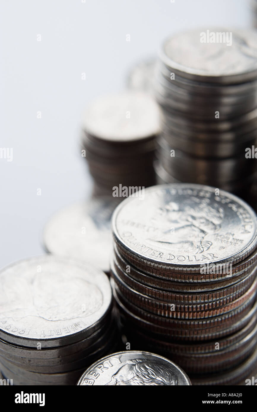 Stacks of US coins Stock Photo - Alamy