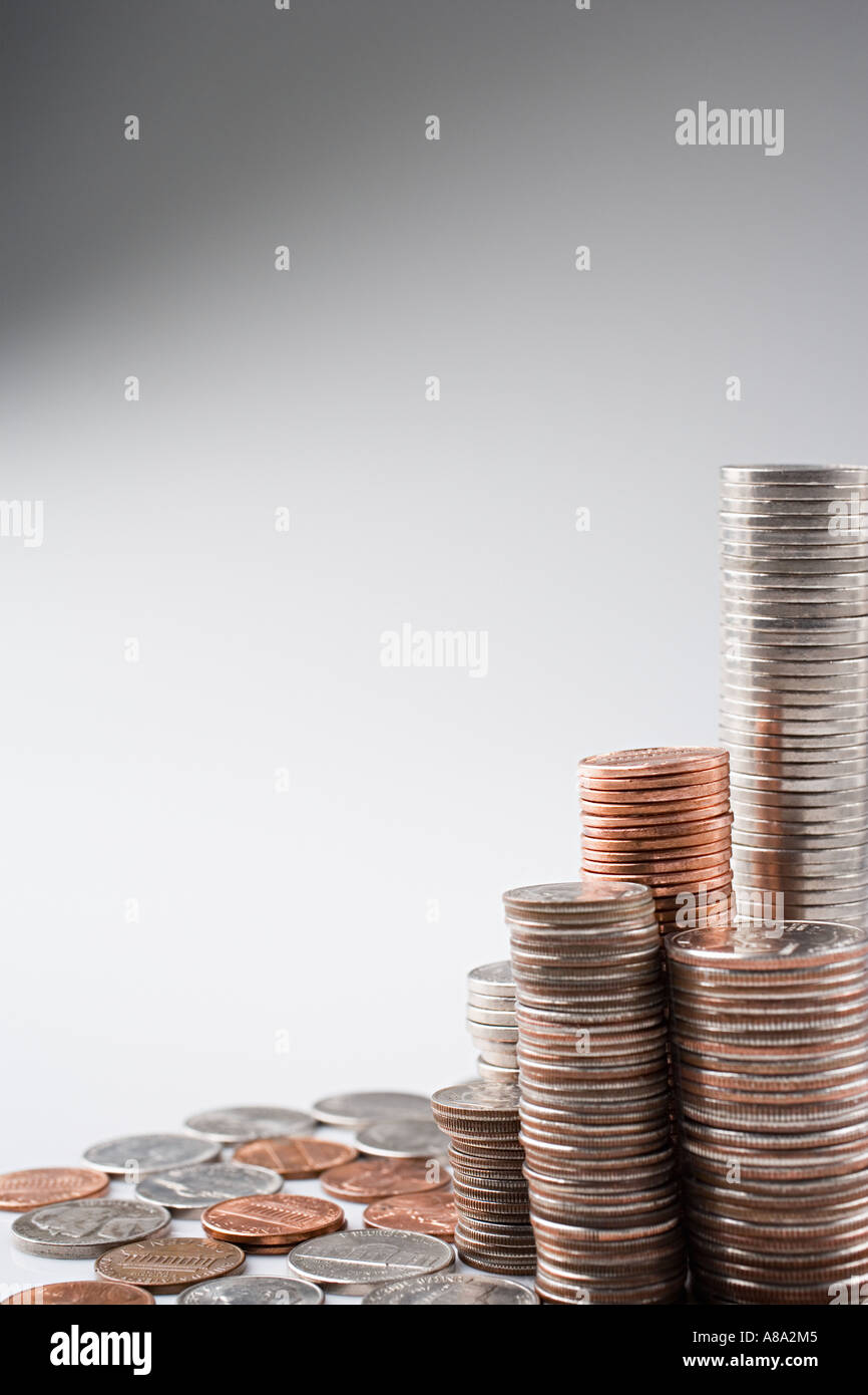 Stacks of copper coins hi-res stock photography and images - Alamy