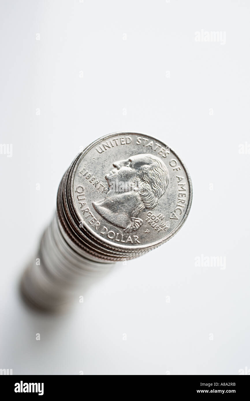 Stack of quarter dollars Stock Photo - Alamy