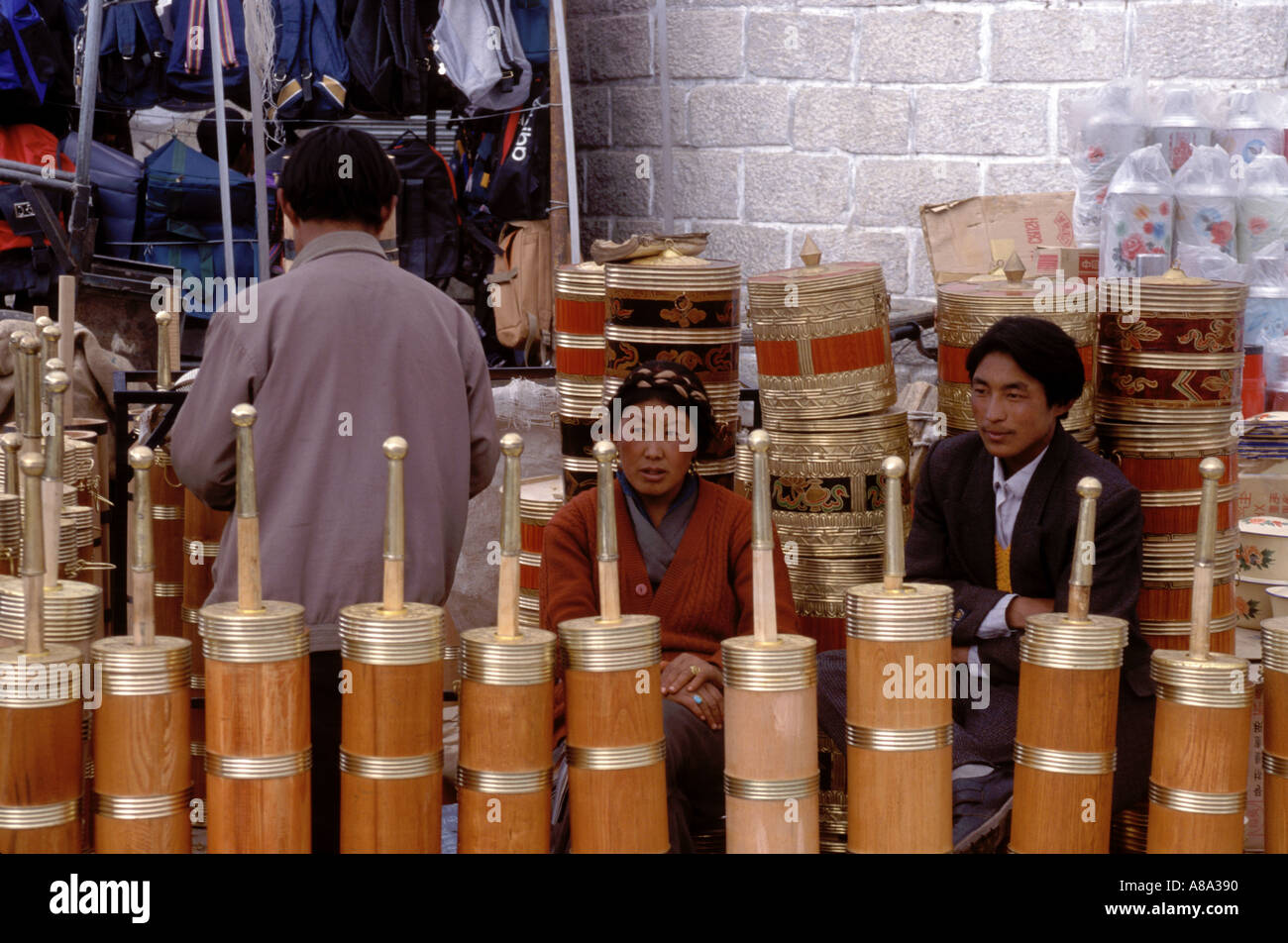 YAK BUTTER TEA CHURNERS are sold on the BARKOR Tibetan Bazaar LHASA ...