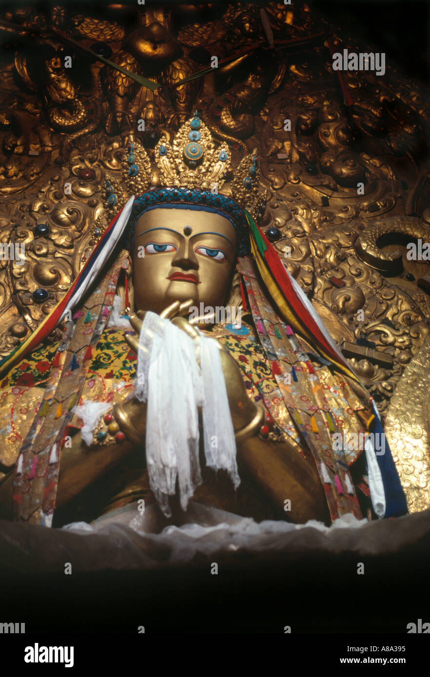 Maitreya Buddha statue in Pradun Tse chapel Drepung Monastery LHASA ...