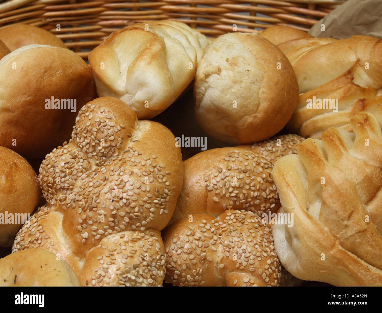 bread rolls in a basket Stock Photo - Alamy