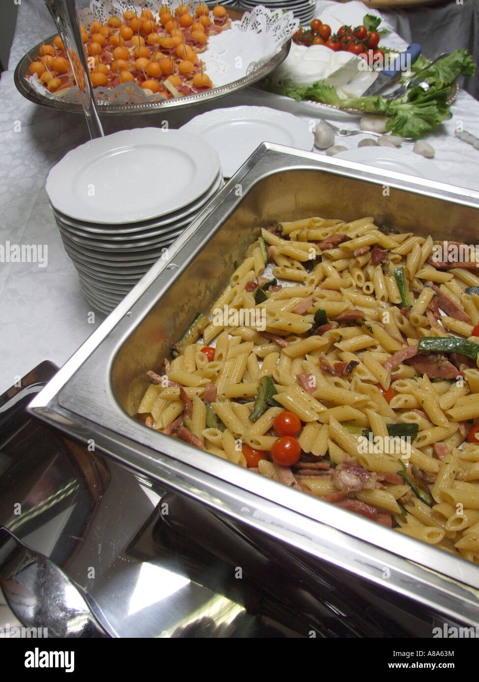 pasta at buffet Stock Photo - Alamy
