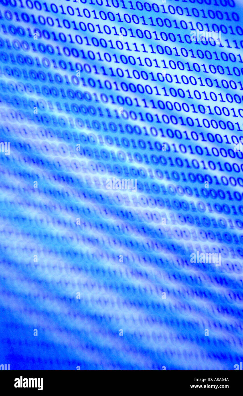 Abstract vertical image of binary code with blue tint Stock Photo - Alamy