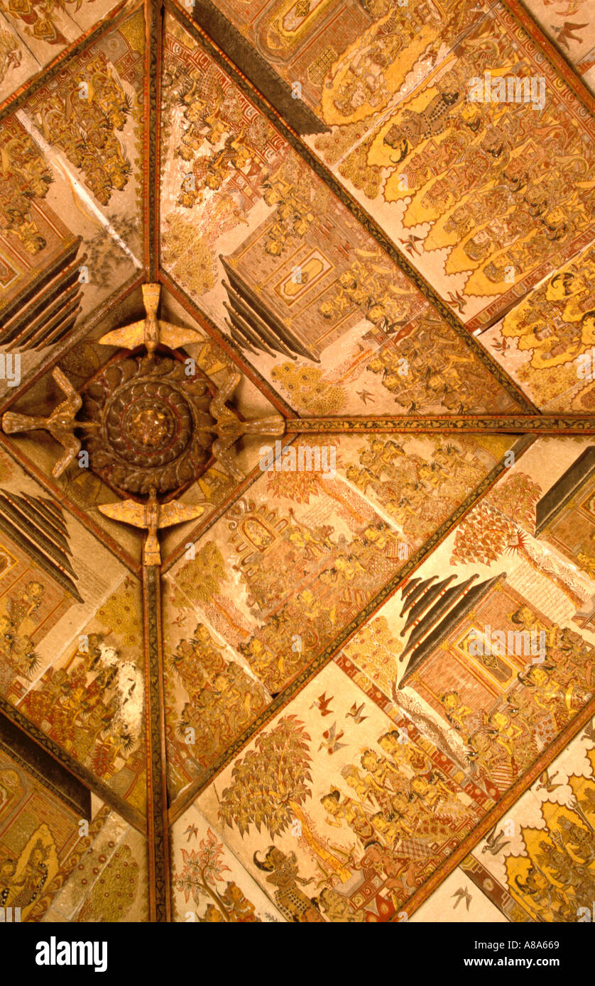 Decorated ceiling Klungkung Bali Stock Photo - Alamy