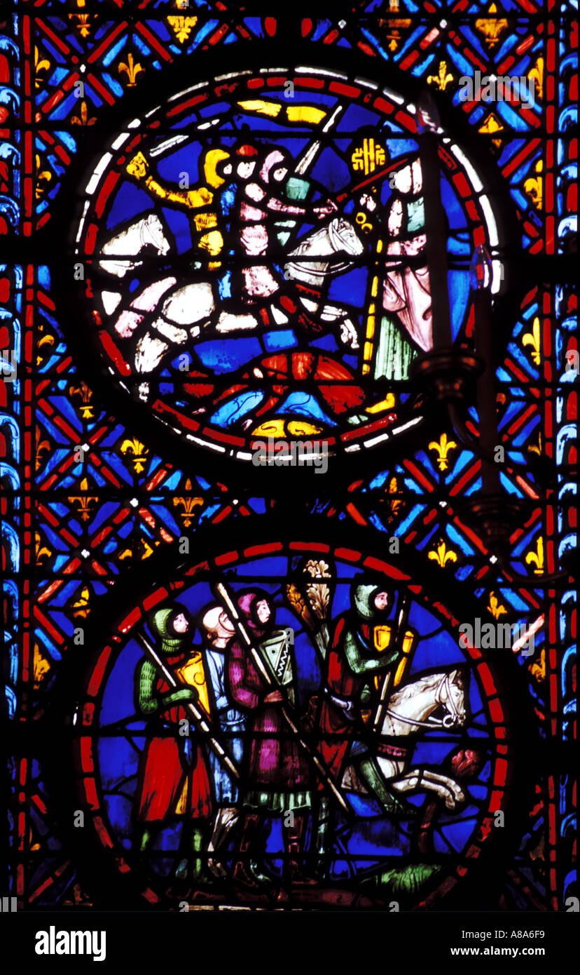 13th Century stained glass Sainte-Chapelle Paris France Europe Stock ...