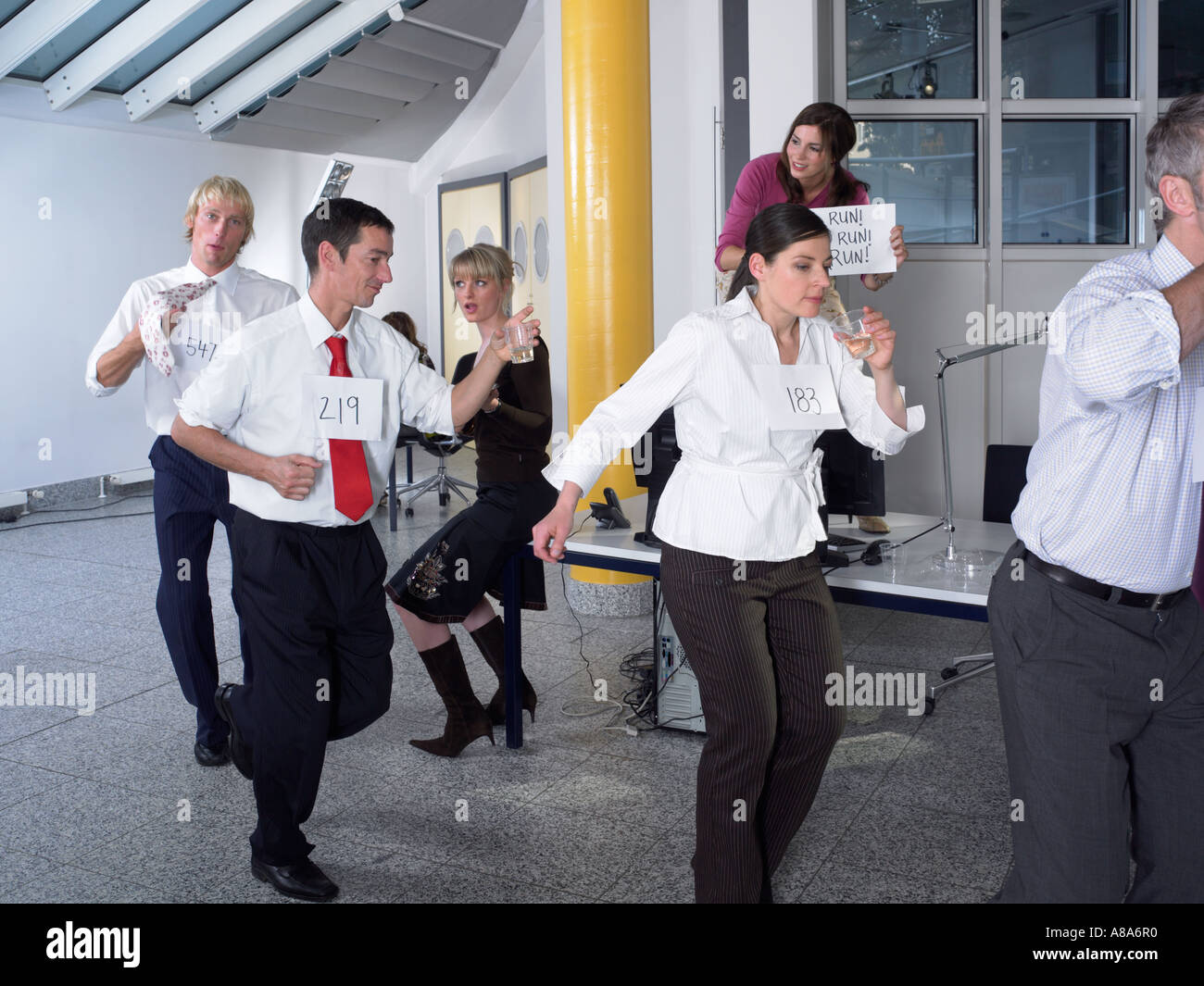 Group running office hi-res stock photography and images - Alamy