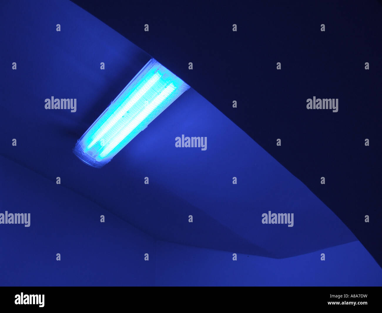 blue strip light in room Stock Photo - Alamy