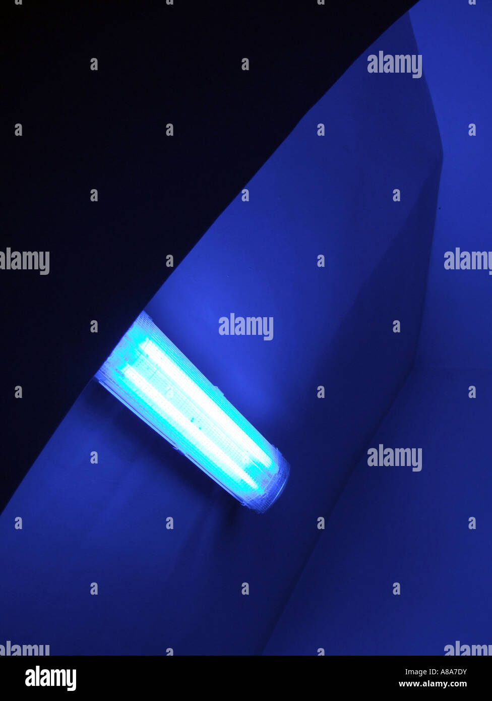 blue strip light in room Stock Photo - Alamy