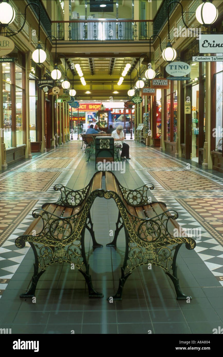 ORNATE SEATING AND TILE FLOORED WALKWAY,ROYAL ARCADE ADELAIDE SOUTH ...