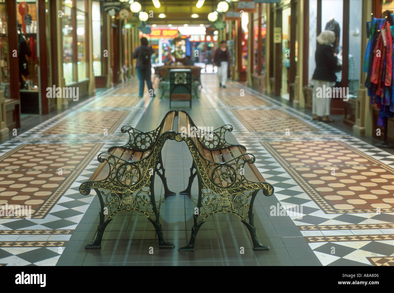 ORNATE SEATING AND TILE FLOORED WALKWAY, ROYAL ARCADE ADELAIDE SOUTH ...