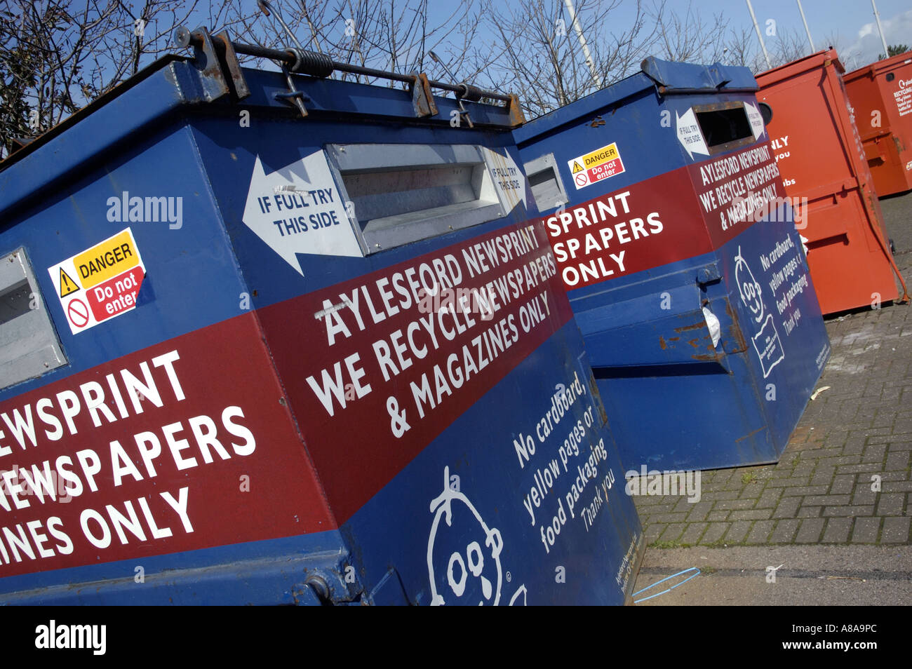 Recycling collection point for old magazines and newpapers Stock Photo ...