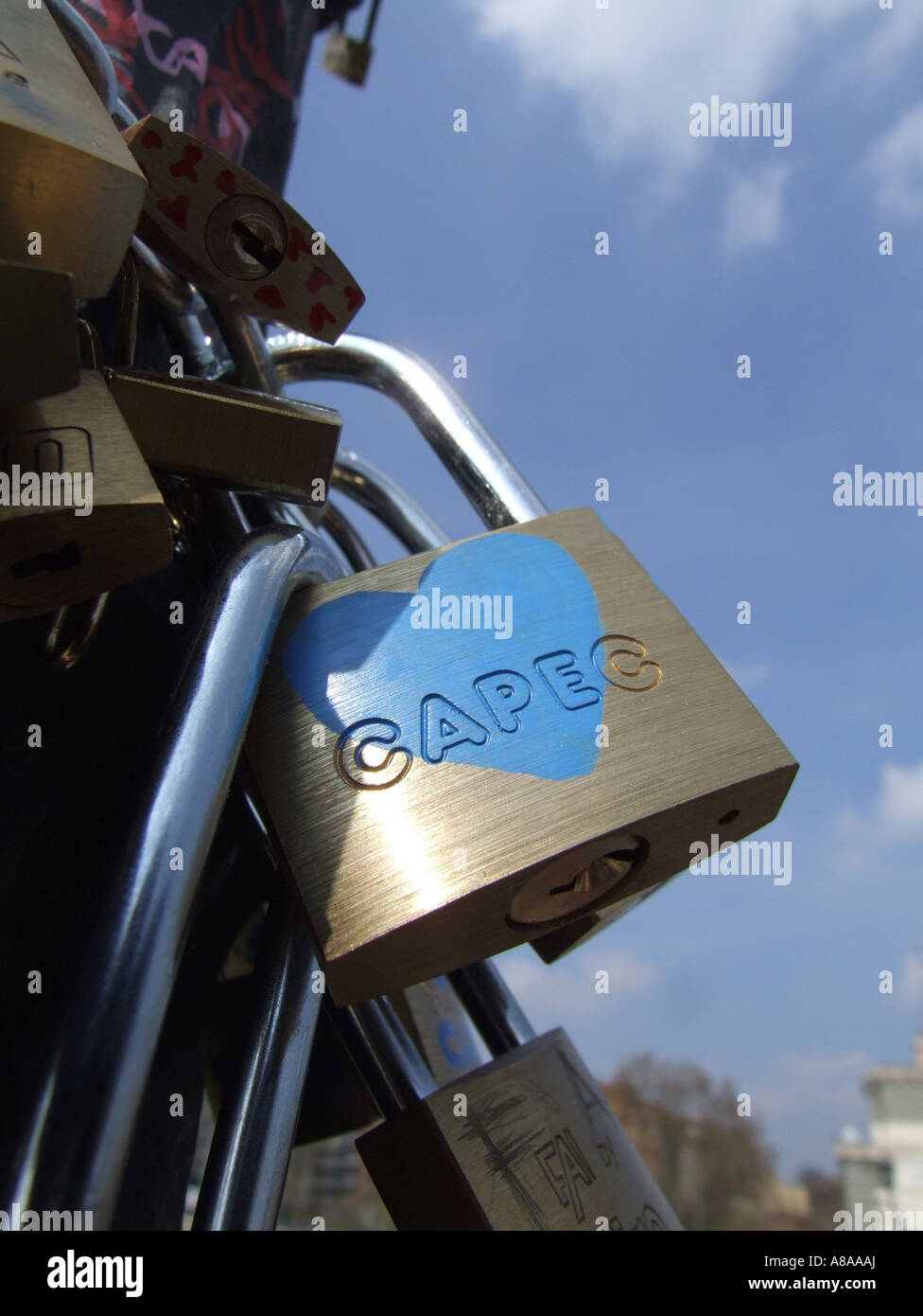love locks on the milvio bridge in rome Stock Photo - Alamy