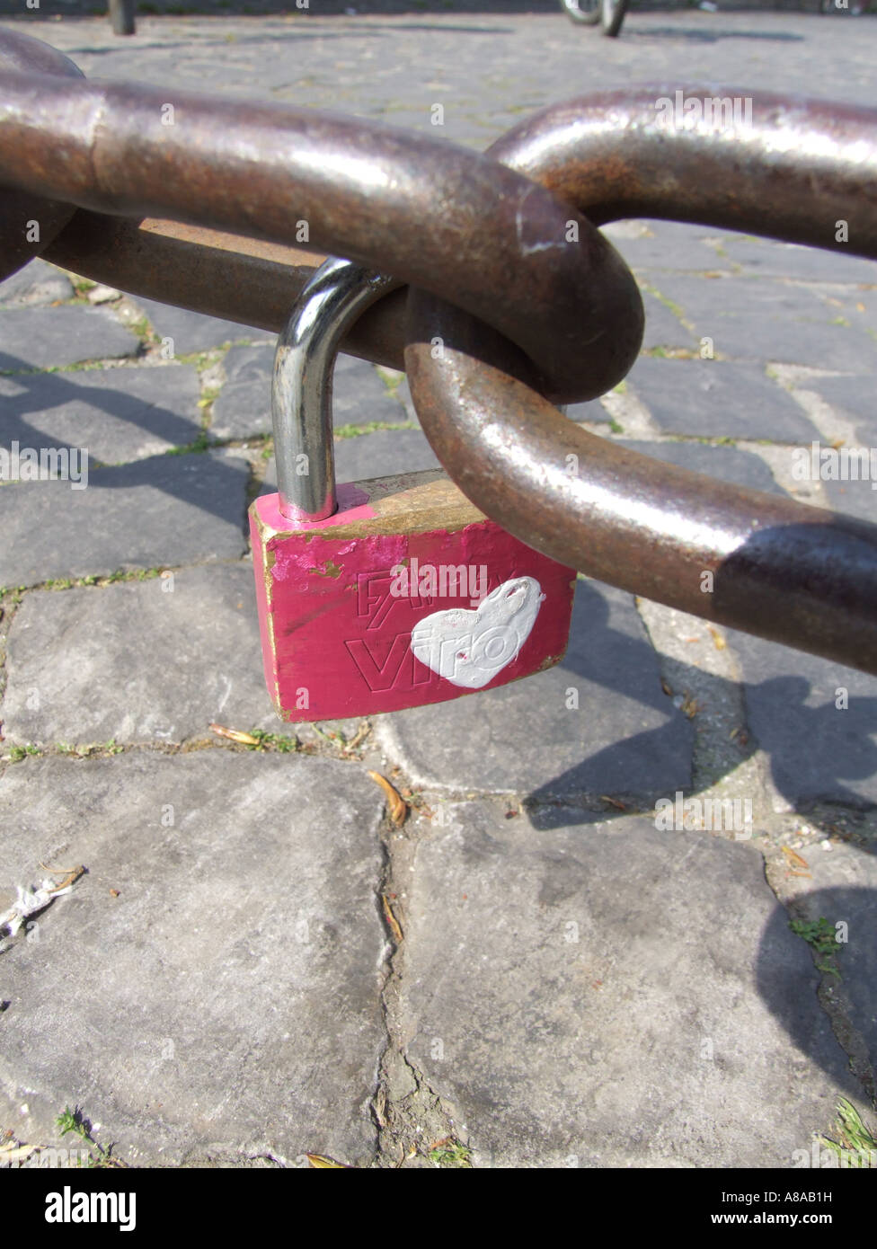 love lock on the milvio bridge in rome, italy Stock Photo - Alamy