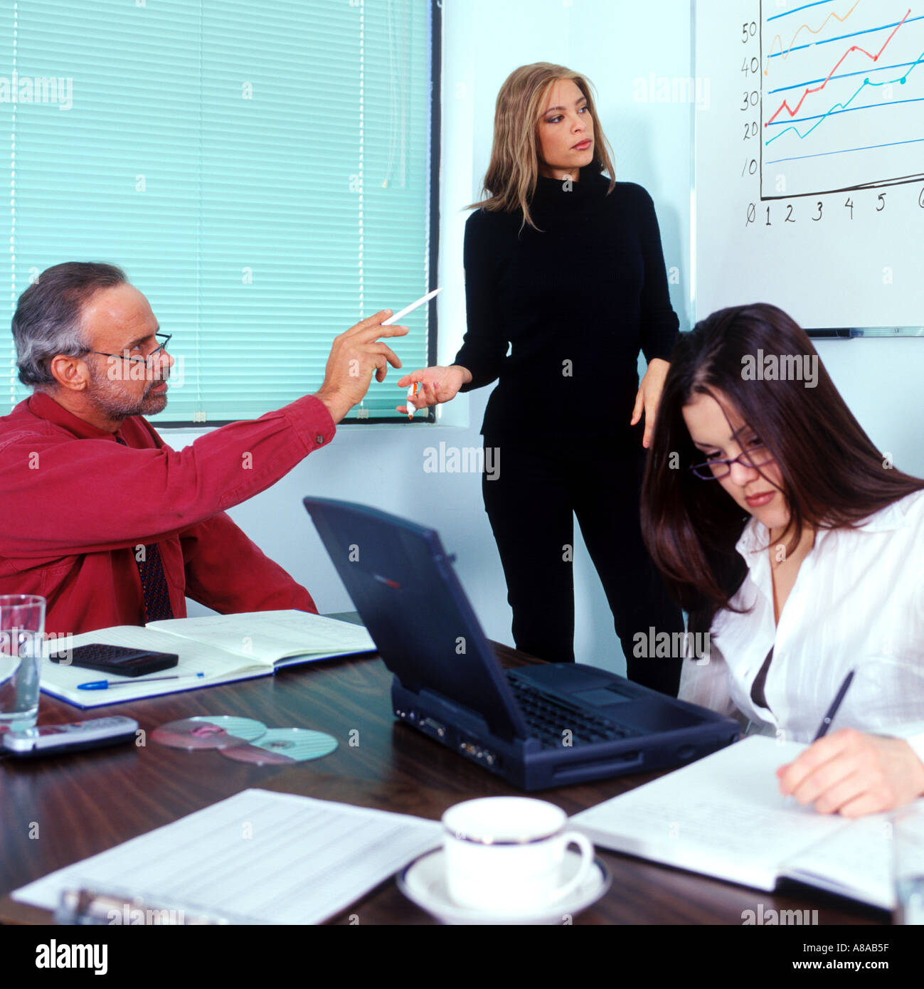 Business Meeting with a Whiteboard Stock Photo - Alamy