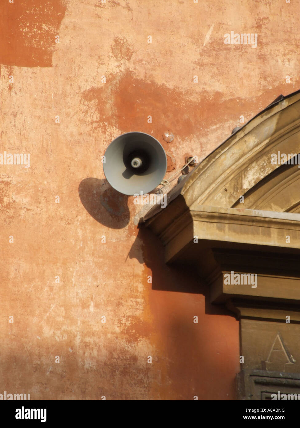 one megaphone on church wall in italy Stock Photo - Alamy