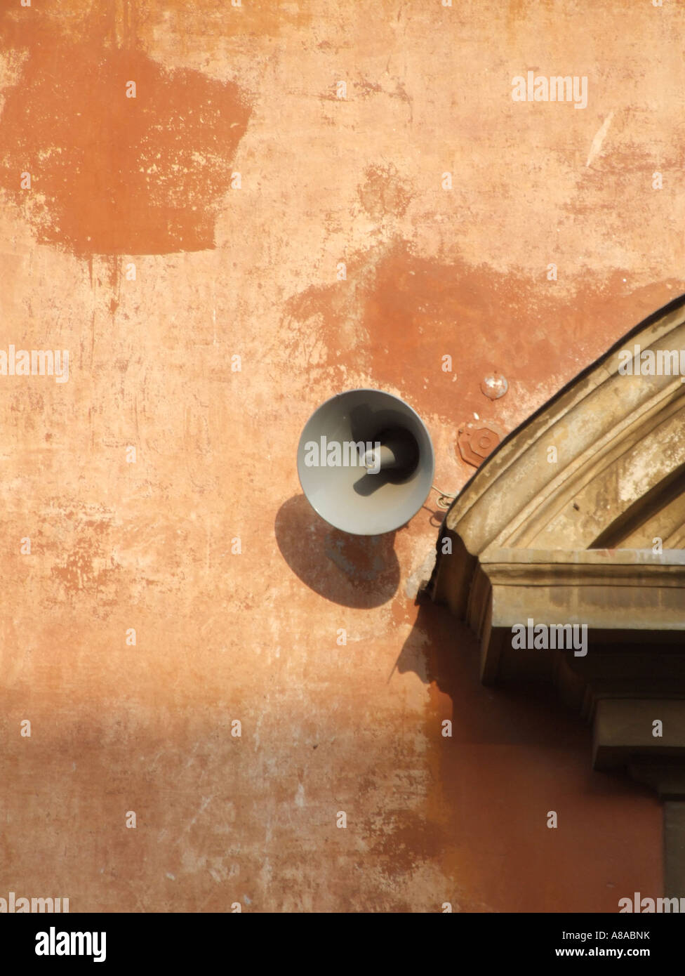one megaphone on church wall in italy Stock Photo - Alamy
