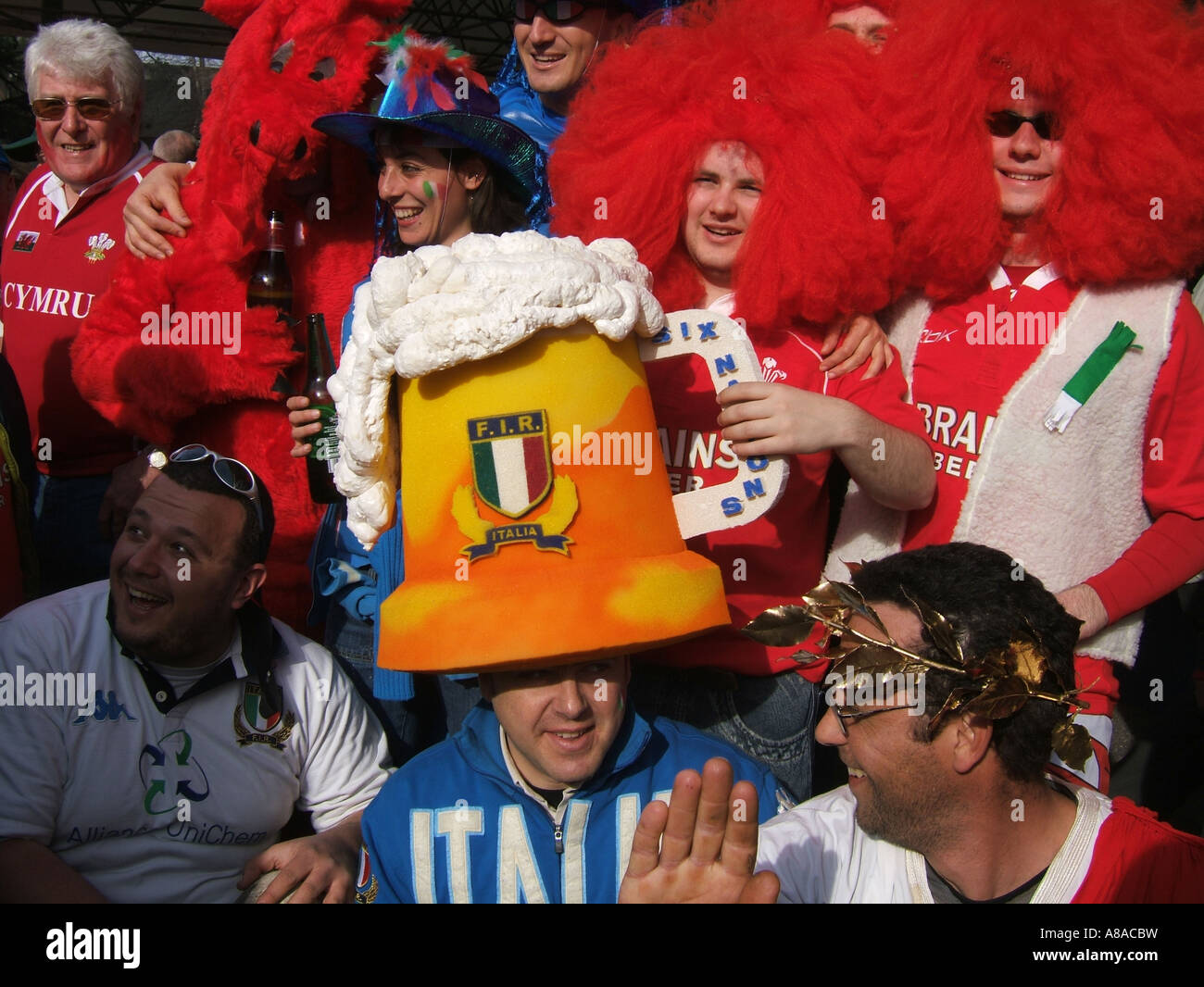 welsh and italian rugby fans in rome for the six nations match versus ...