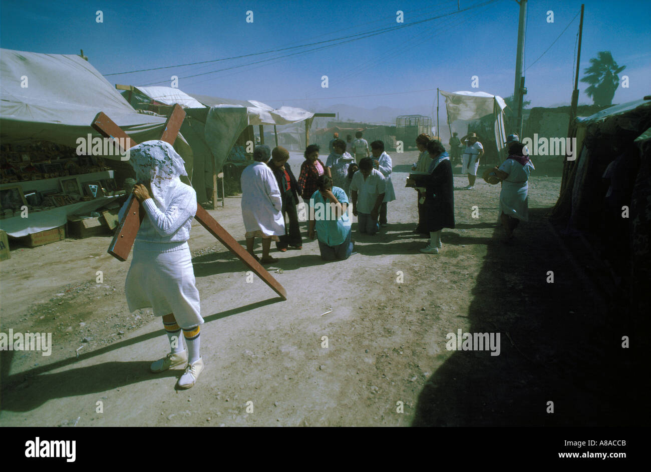 Procession during religious festival in Espinazo Nuevo Leon Mexico ...