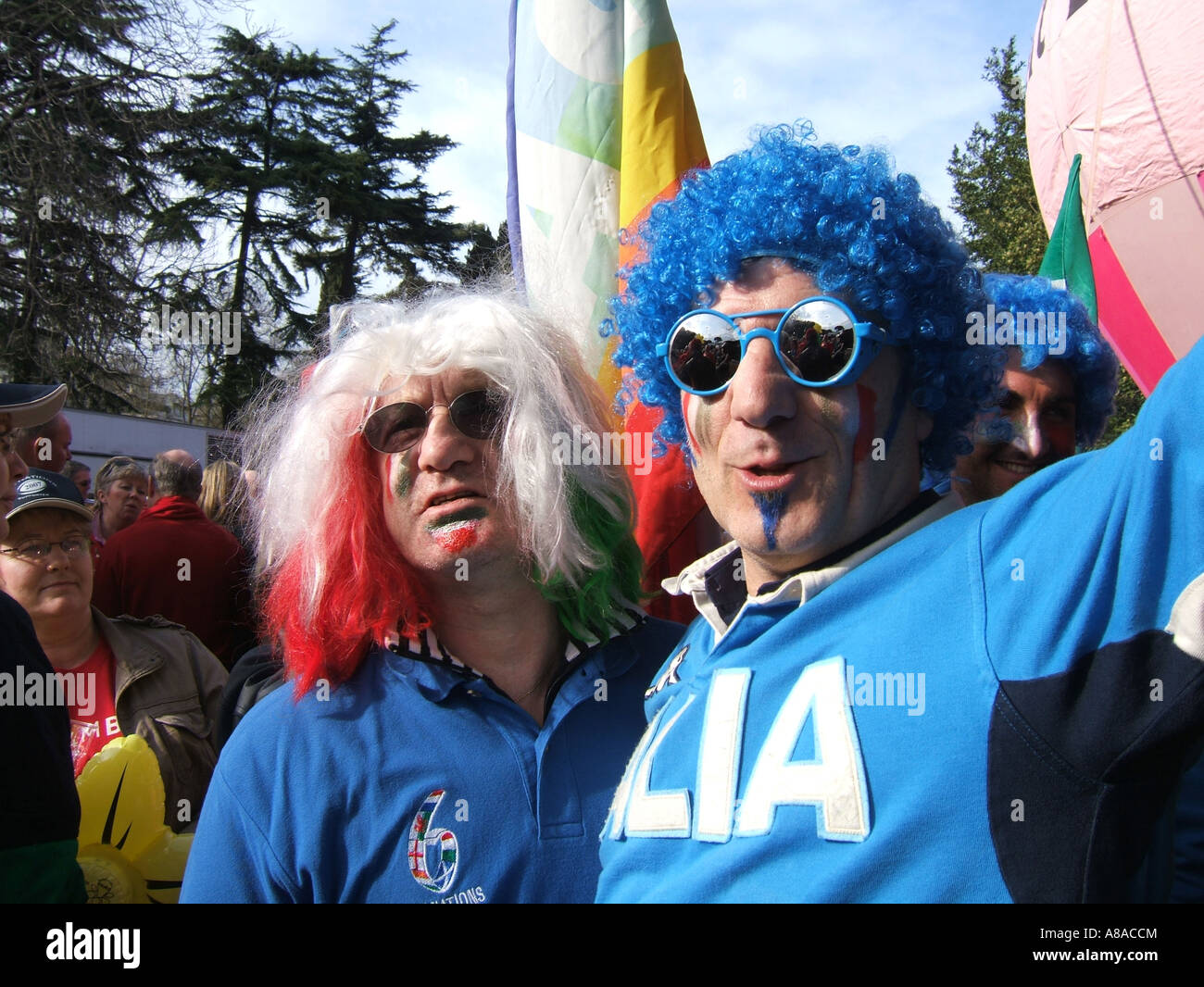 italian rugby fans in rome for the six nations match versus ireland ...