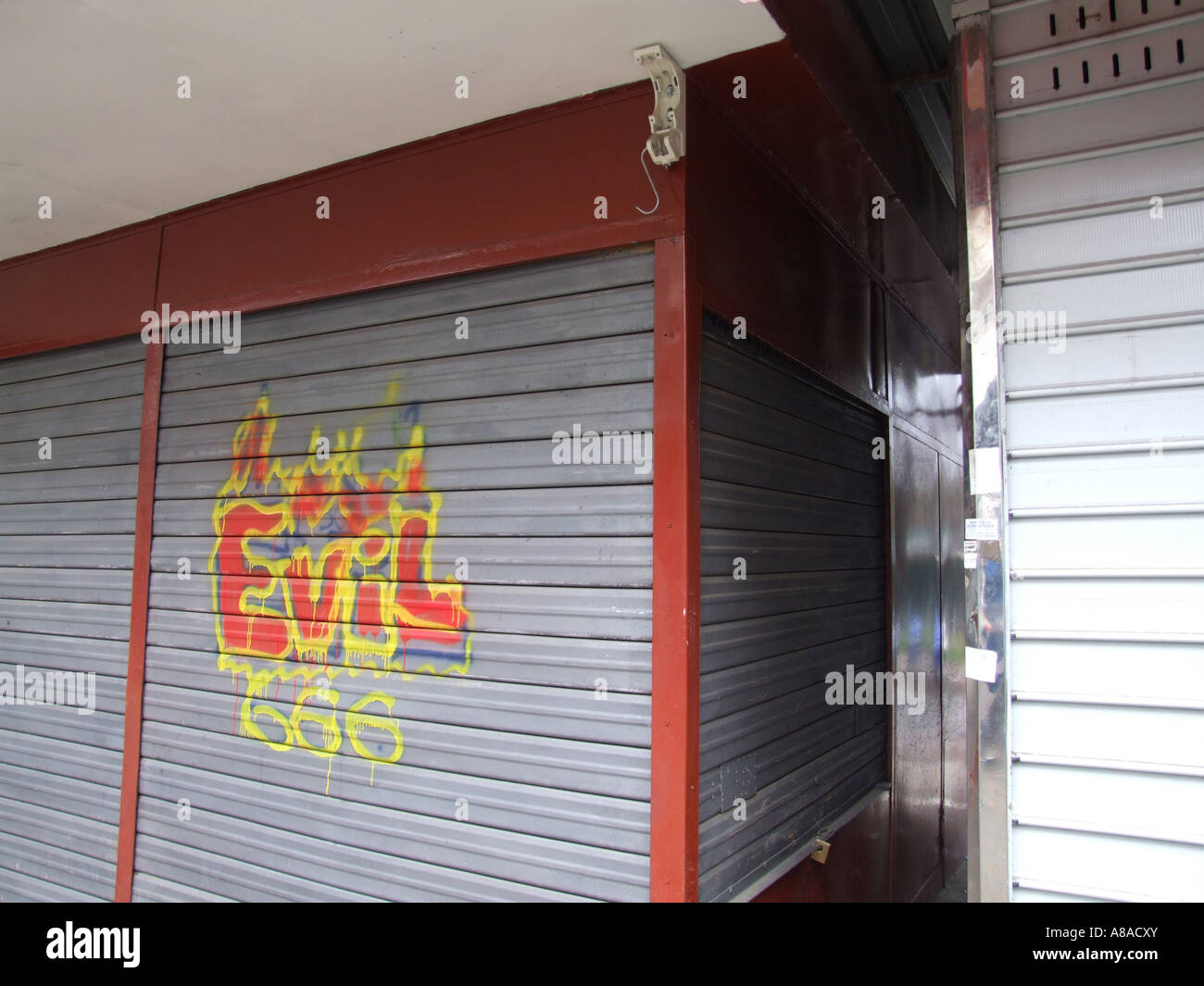 graffiti on market stall Stock Photo - Alamy