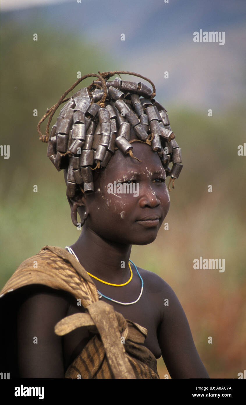 Mursi girl , Mago National Park , South Omo Valley , Ethiopia Stock ...
