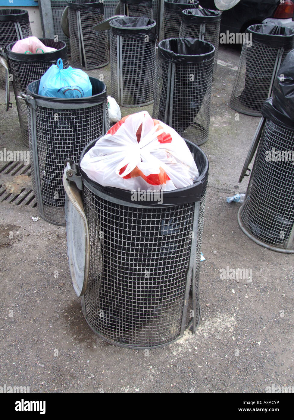 rubbish bins in town Stock Photo - Alamy