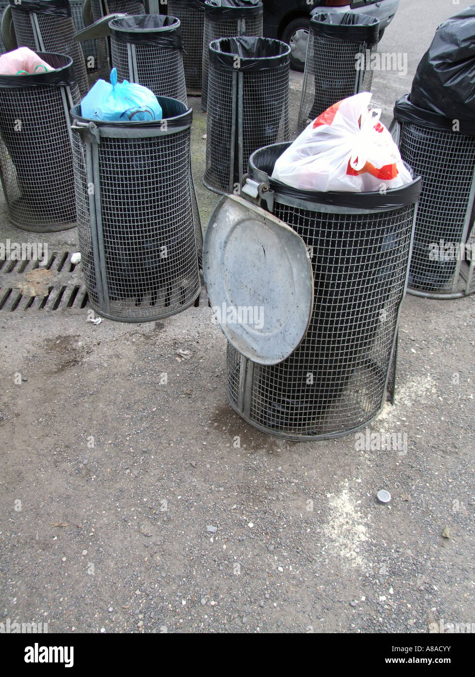 rubbish bins in town Stock Photo - Alamy