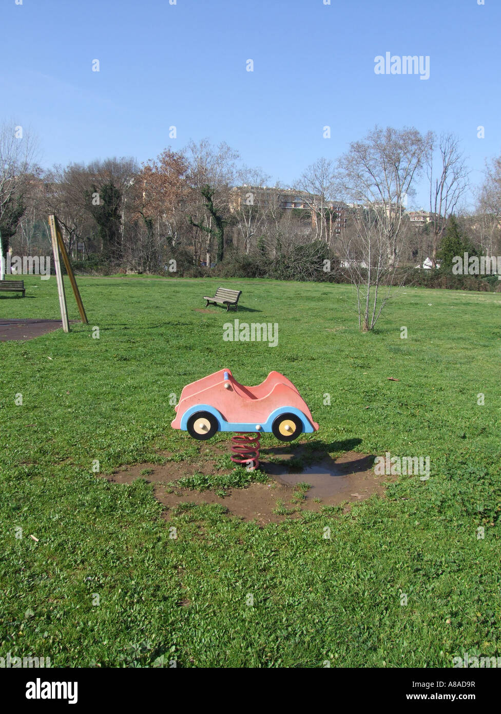 red playground toy car ride Stock Photo - Alamy