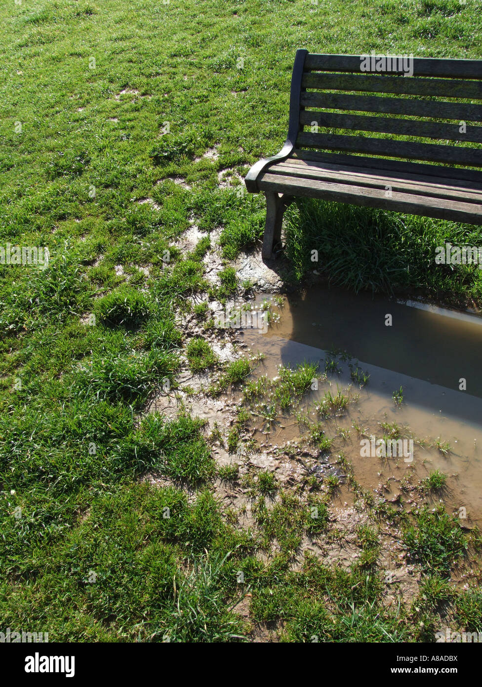 park bench in mud Stock Photo - Alamy