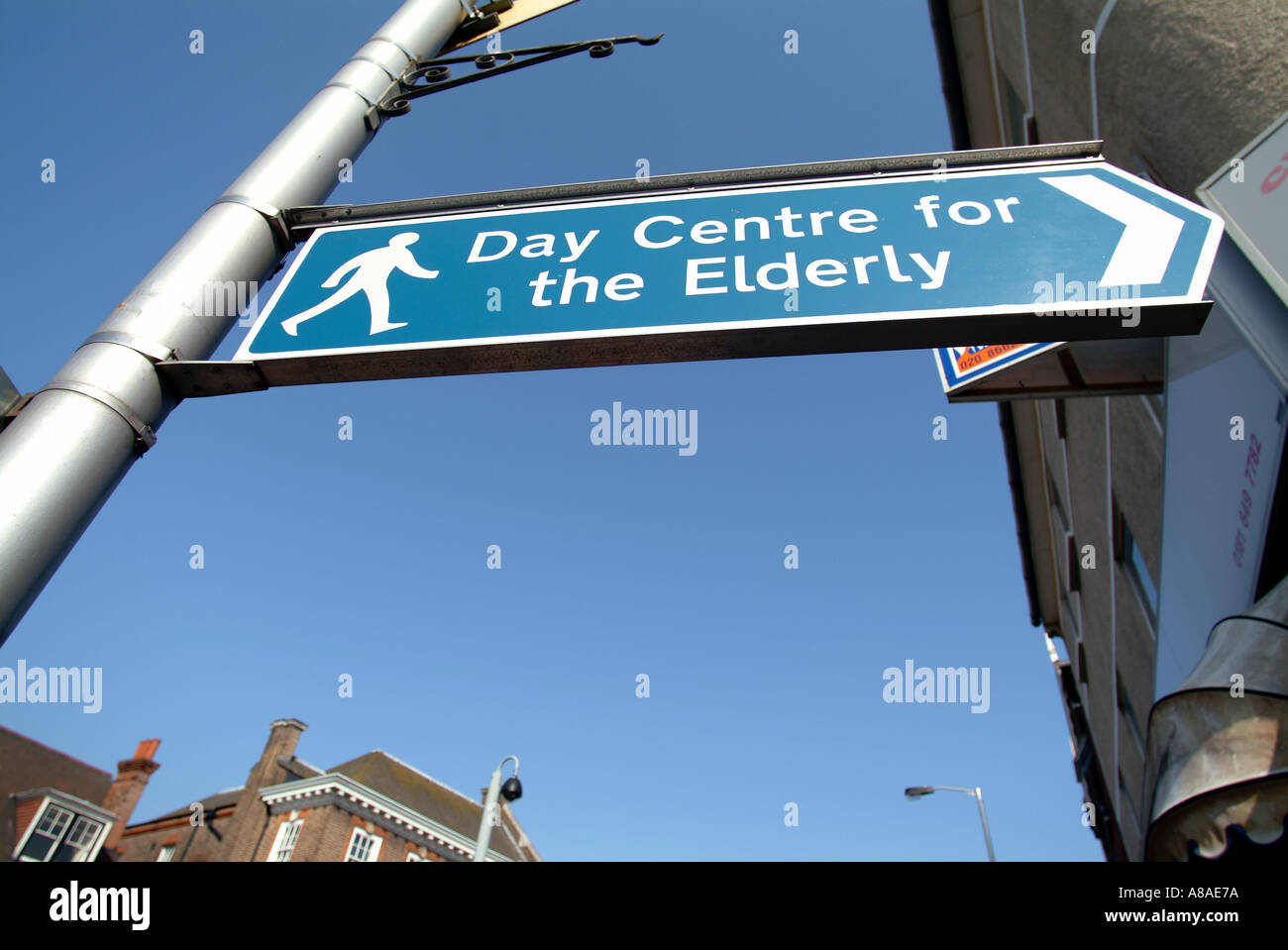 Day centre for the elderly road sign aging age old dying ageing day ...