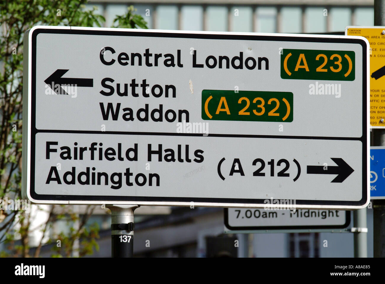 road sign central london croydon bus stop taxi rank mass transport ...