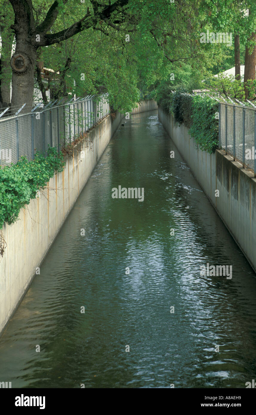 Flood control canal for stream and rainfall runoff in residential area ...