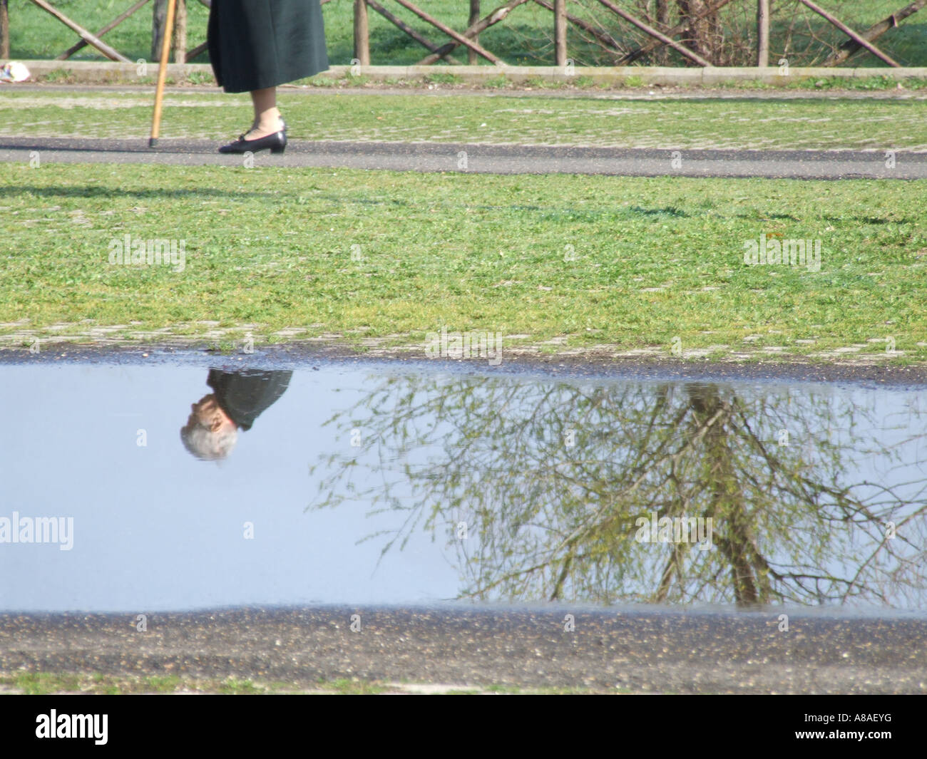 woman's reflection in pool of water Stock Photo - Alamy