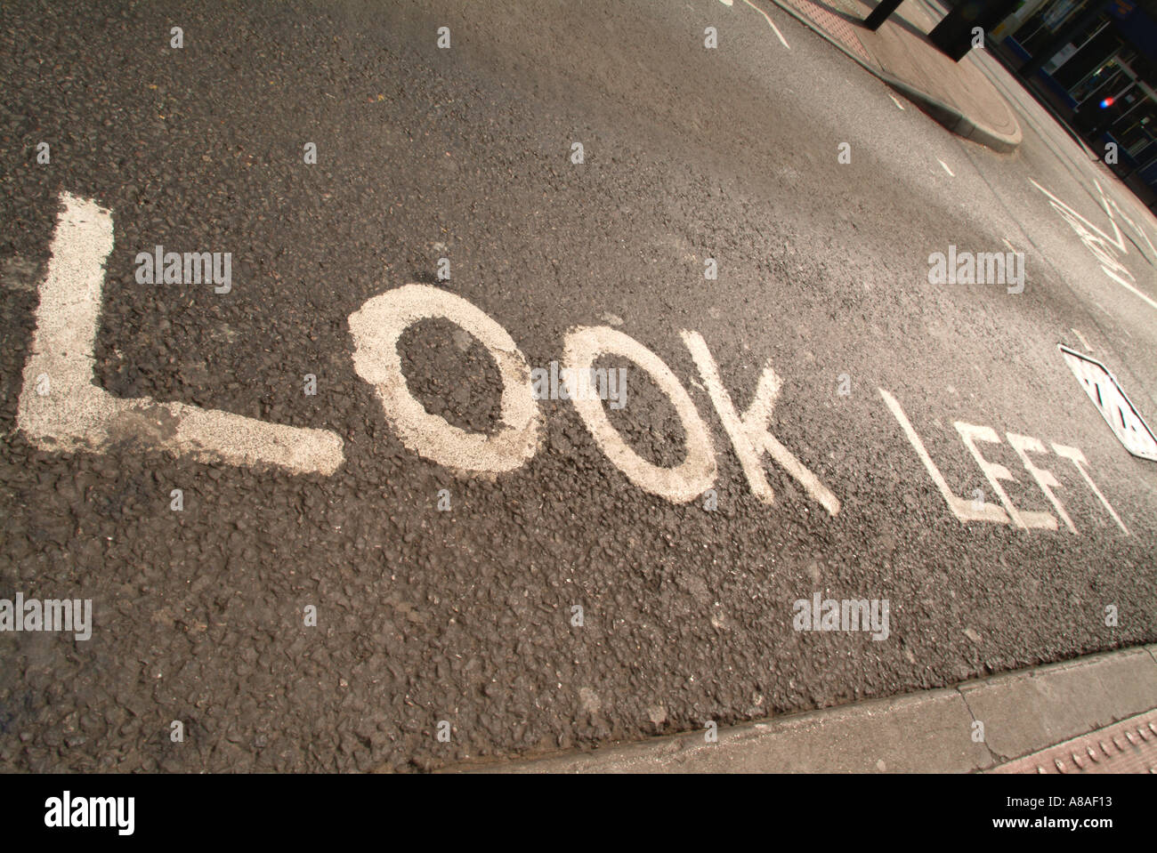 road markings look left road safety left wing polatics road sign ...