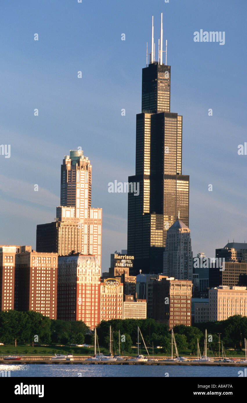LAKEFRONT Chicago Illinois Sears Tower and 311 Wacker skyscrapers Lake ...