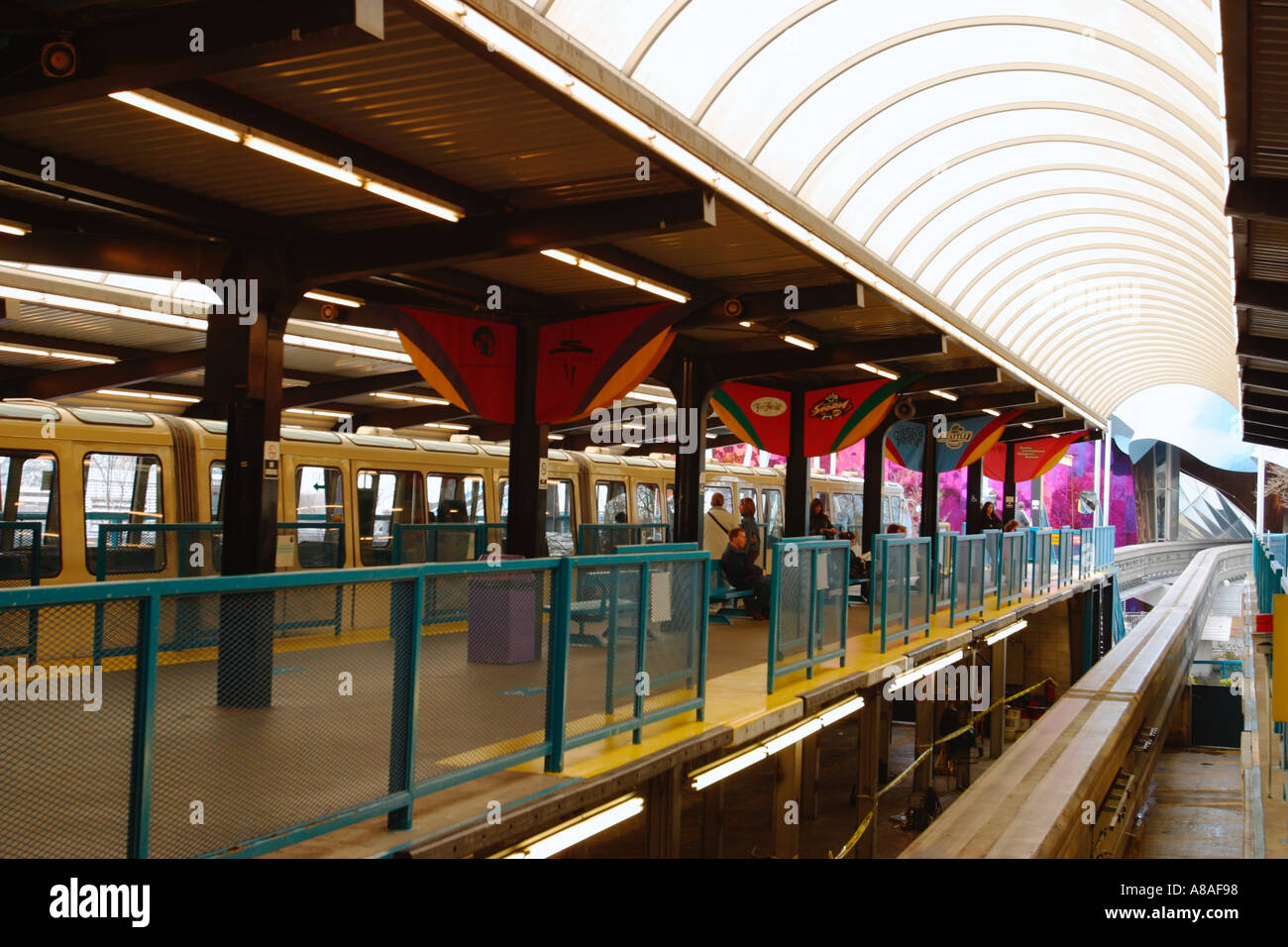 WASHINGTON Seattle Seattle Center monorail station train in station ...