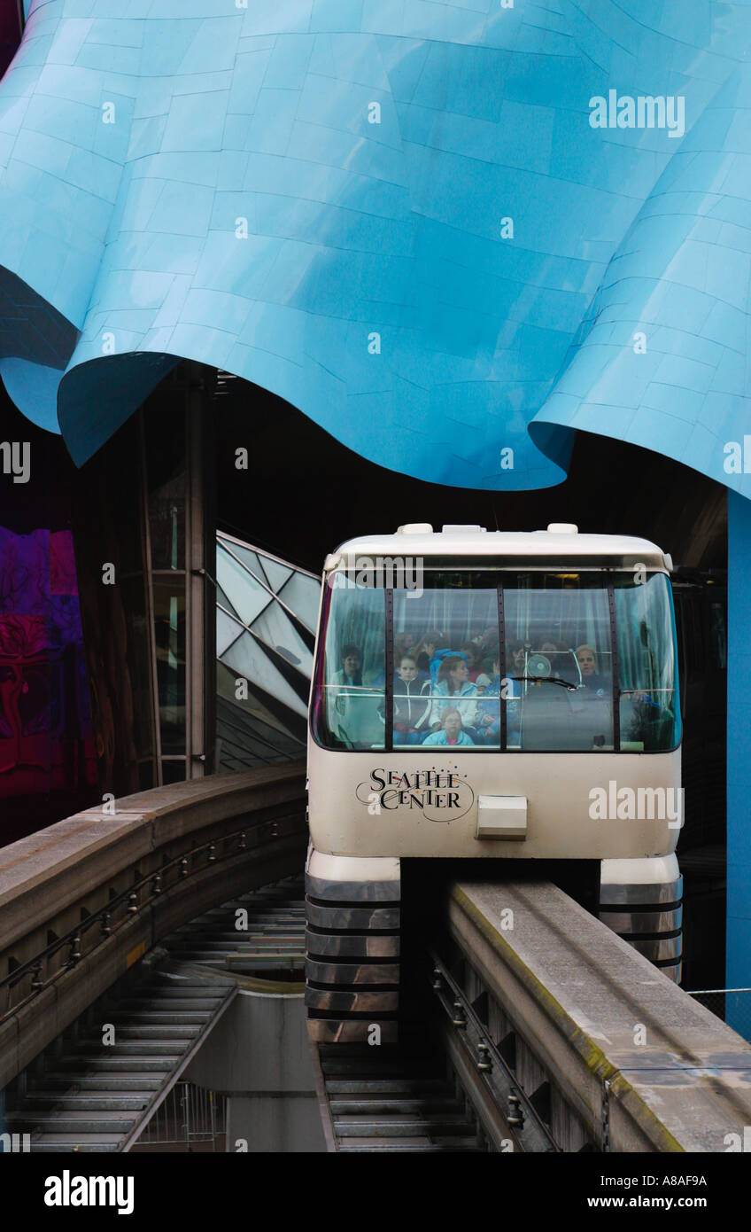 WASHINGTON Seattle Seattle Center monorail train pass through ...