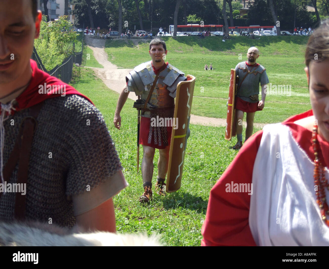 Roman soldiers in a procession celebrating the birth of Rome italy ...