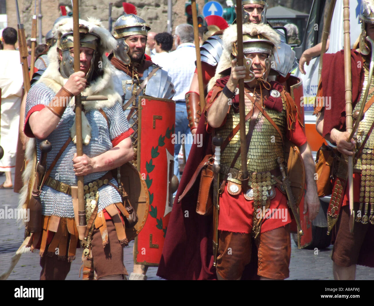 Roman soldiers in a procession celebrating the birth of Rome italy ...