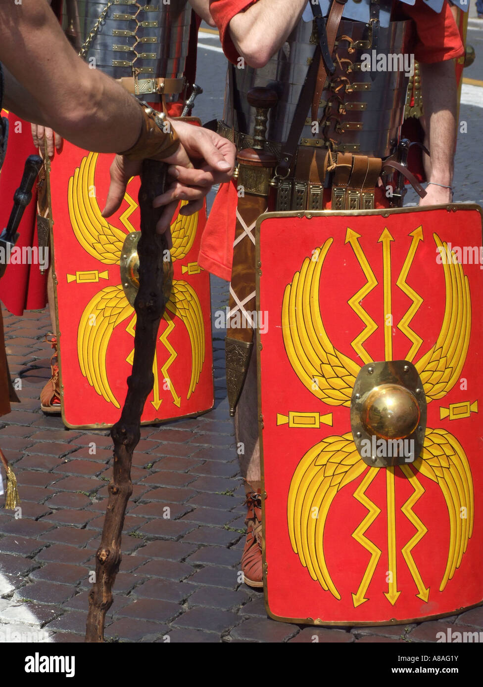 Roman soldiers in a procession celebrating the birth of Rome italy ...
