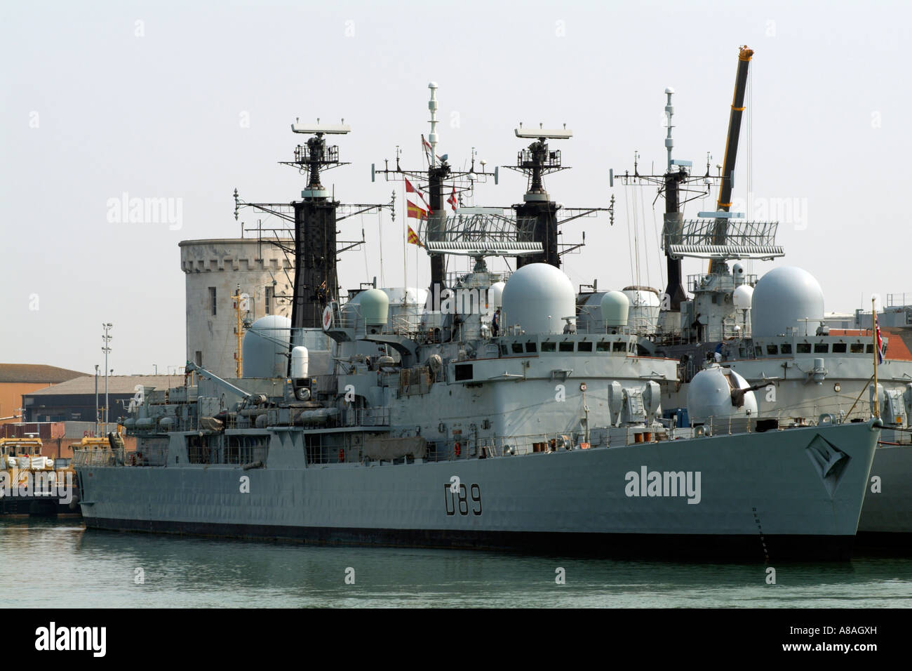 Portsmouth Harbour England HMS Exeter D89 destroyer warship in the ...